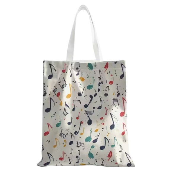 Bags | Musical Note Pattern Canvas Tote Bag New | Poshmark